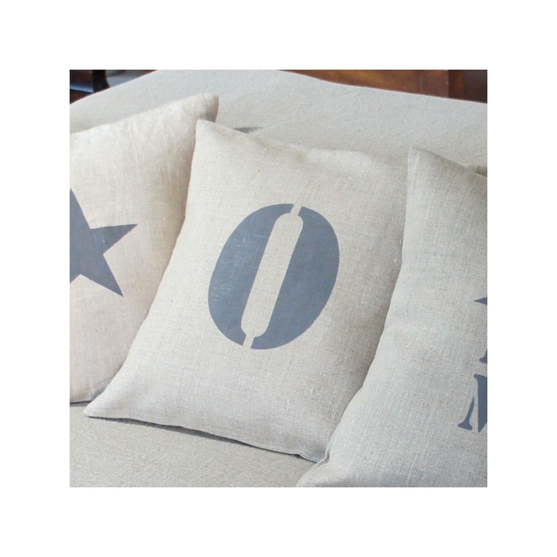 Housse de Coussin en Lin avec Lettre Initiale